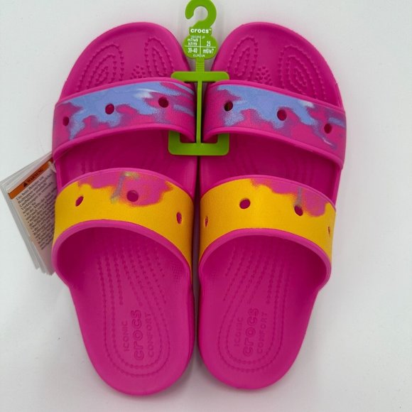 CROCS | Shoes | Crocs Classic Twostrap Slide Sandals Sz 9 Wmn Pink ...